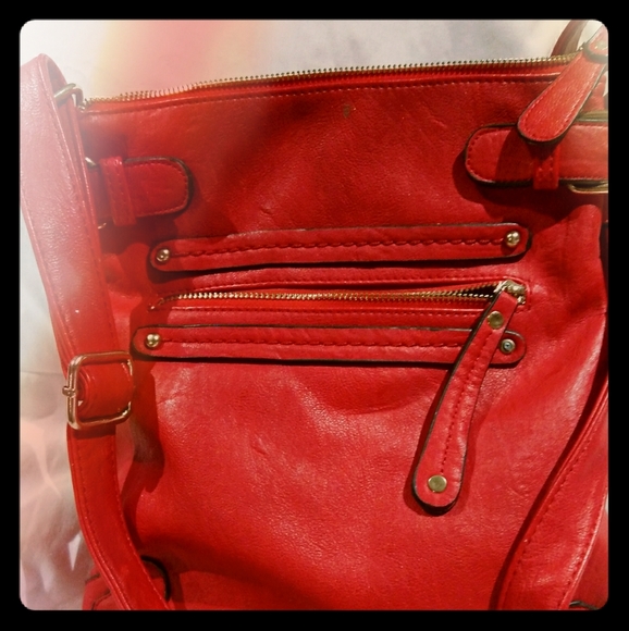 Bags | Red Crossbody Bag Leather So Much Storage | Poshmark